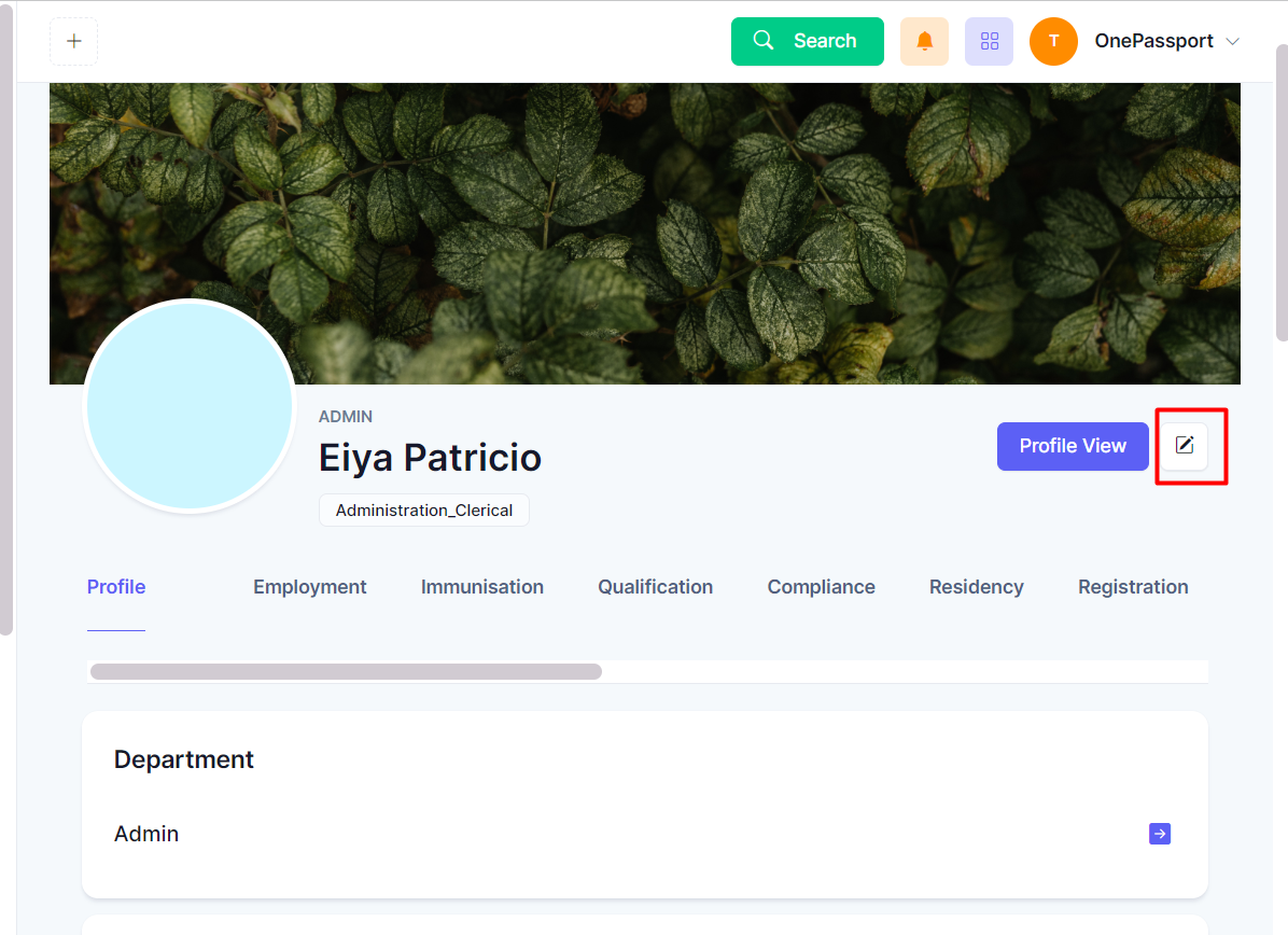 Editing Staff's Details – OnePassport