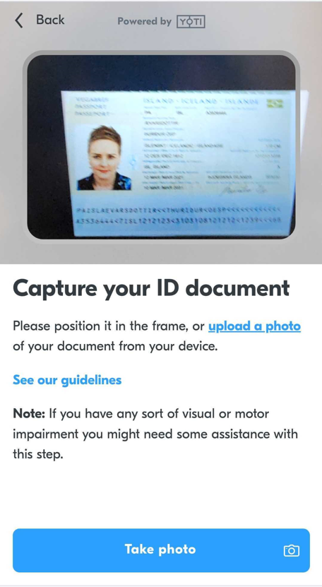 Digital ID Verification (YOTI) – OnePassport