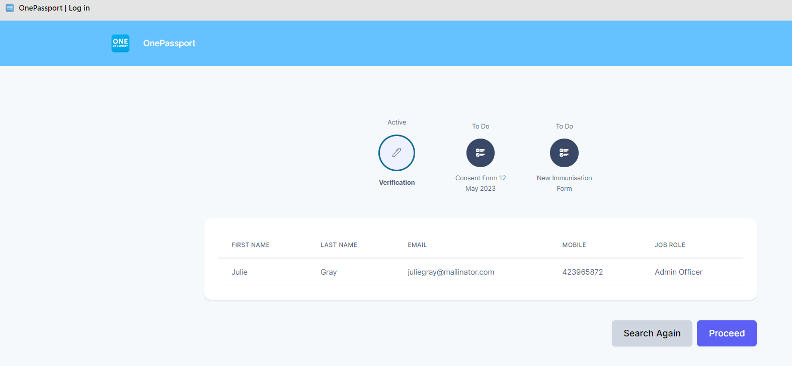Staff Answering Self-Service Forms (Existing Staff) – OnePassport