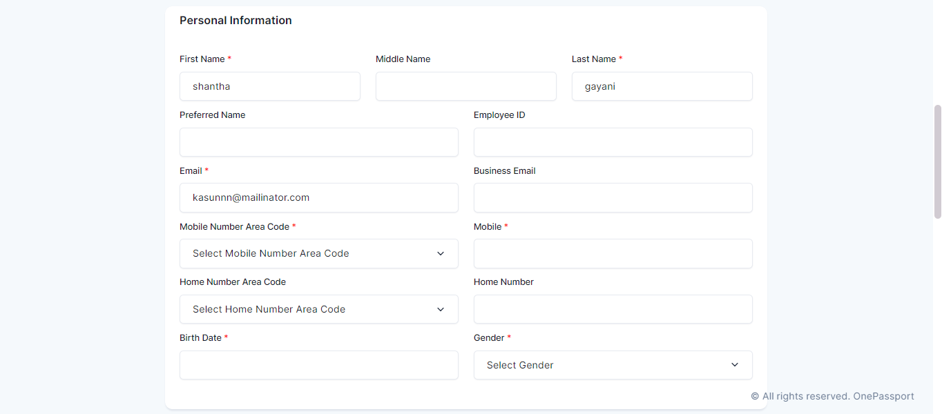 Sample Forms – OnePassport